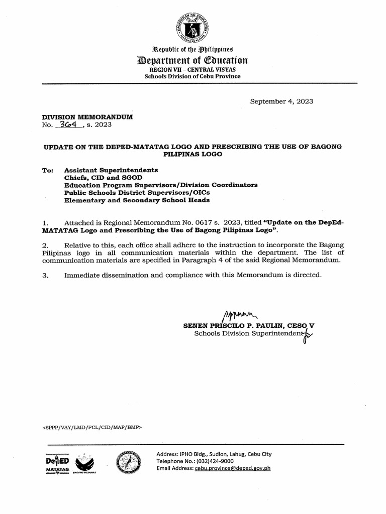 DM - s2023 - 364 Deped Matatag Logo | PDF | Philippines