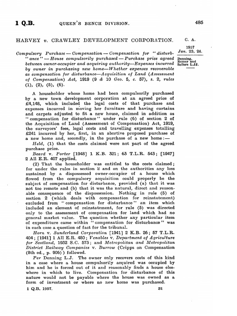 Harvey v. Crawley Development Corporation. (1957) 1 Q.B. 485 | PDF