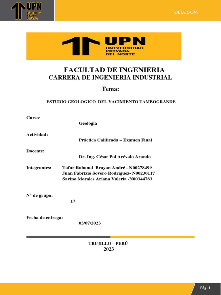 Estudio Geológico Yacimiento Tambogrande | PDF | Minerales | Minería