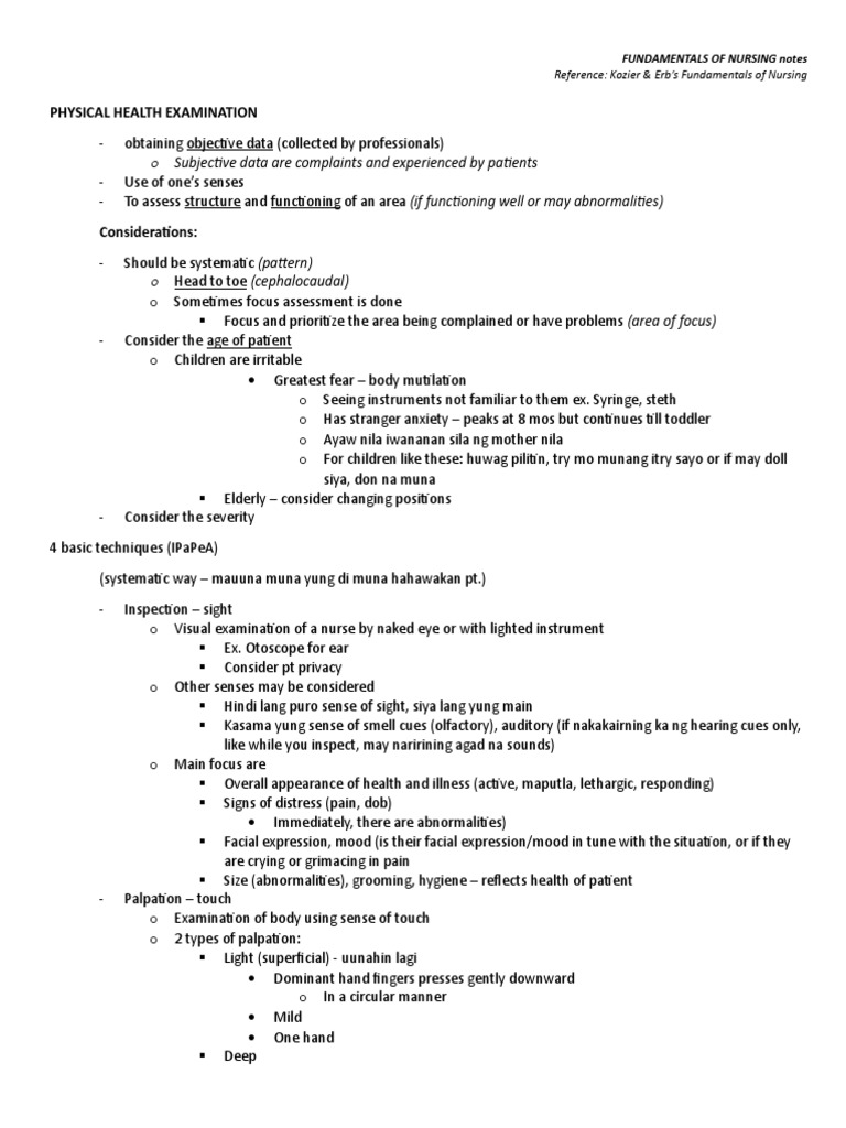 Nursing Physical Health Assessment Guide | PDF | Hemoglobin | Hand