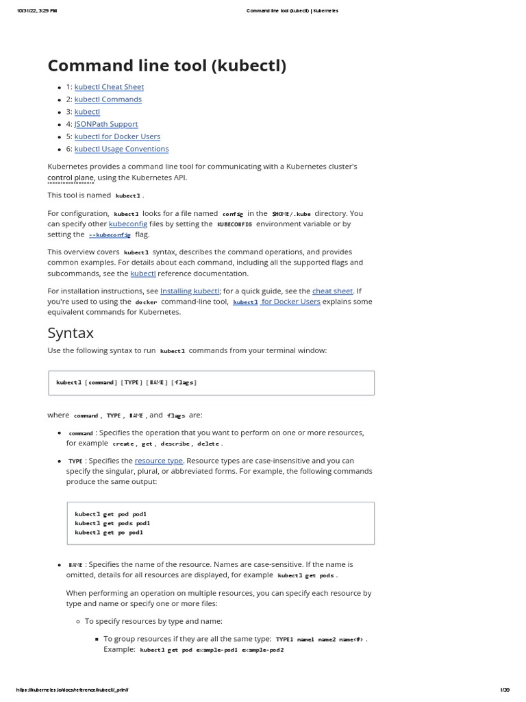 Command Line Tool (Kubectl) | PDF | Command Line Interface | Utility Software