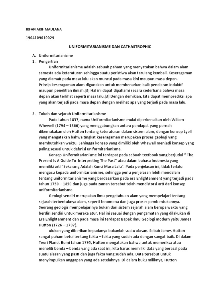 Uniformitarianisme vs Katastrofisme Geologi | PDF