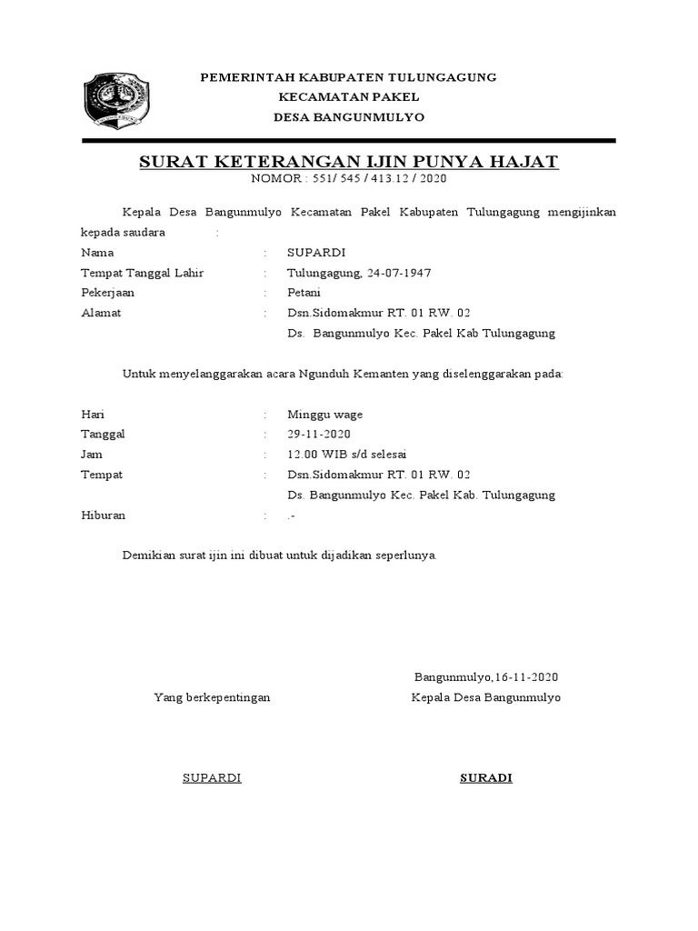 Surat Ijin Penutupan Jalan | PDF