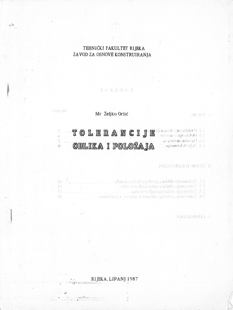 Tolerancije Oblika I Položaja (Željko Orlić) | PDF