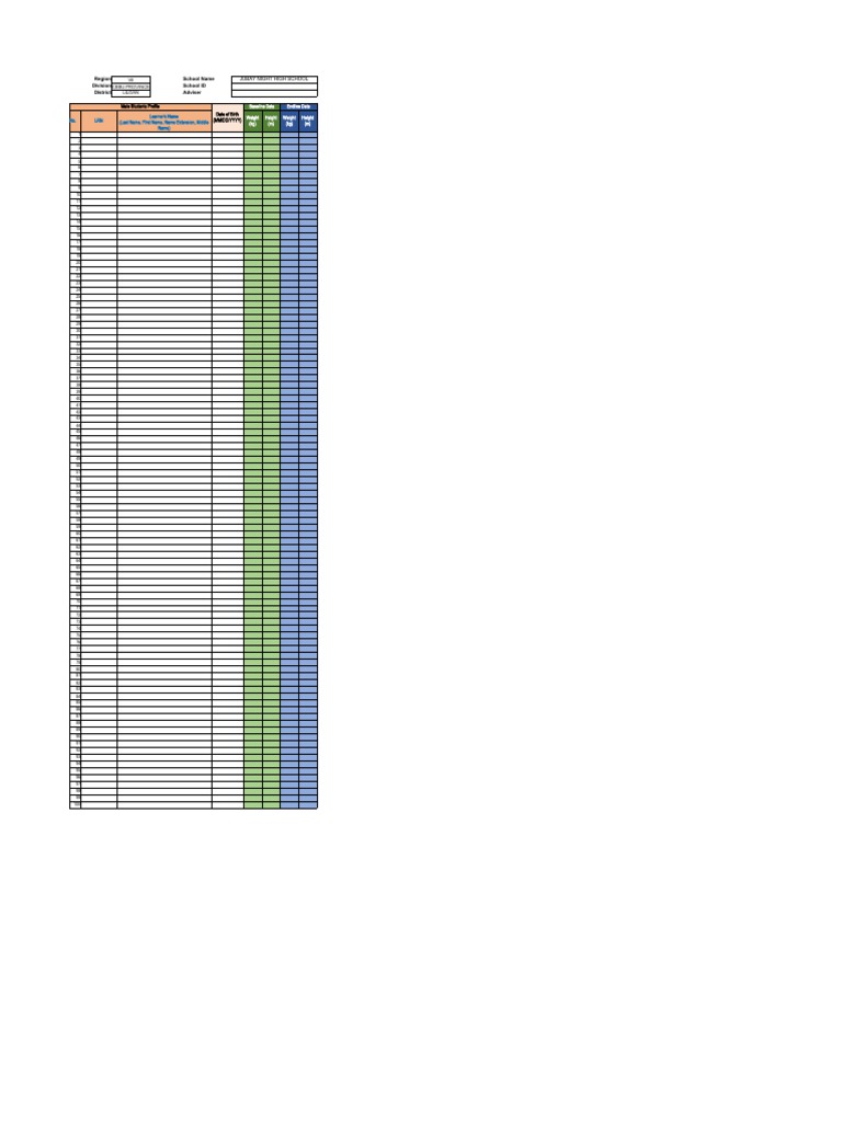 SF8 Nutritional Status and Other Health Forms | PDF | Body Mass Index ...