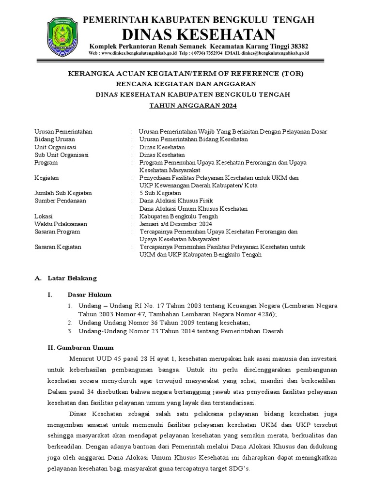 TOR Kegiatan Fasilitas | PDF