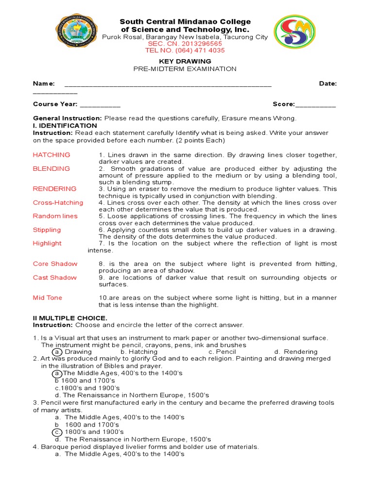 Key Drawing Answer Key | PDF | Drawing