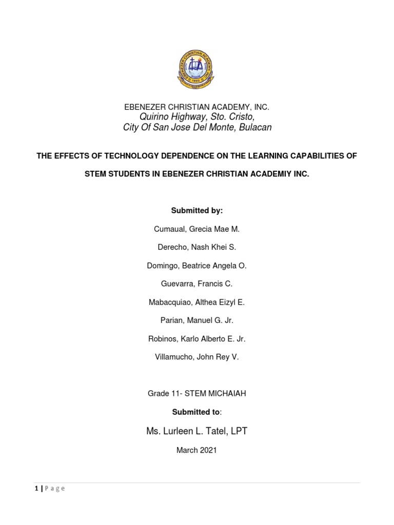 Chapter 1 To Chapter 5 Technology Dependence | PDF | Survey Methodology ...
