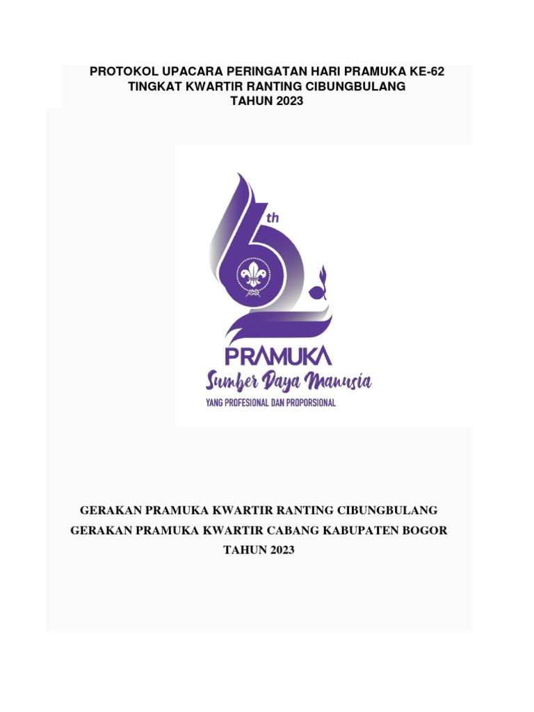 Protokol Upacara Peringatan Hari Pramuka Ke-62 Tahun 2023 | PDF