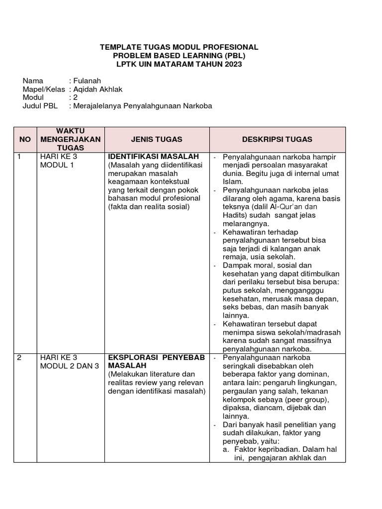 CONTOH PBL-LANJUTAN | PDF