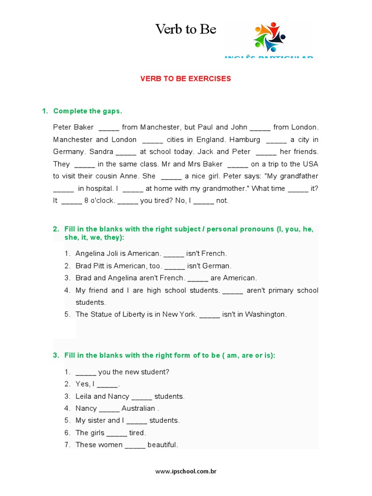 Verb To Be Exercises | PDF | Linguistics | Grammar