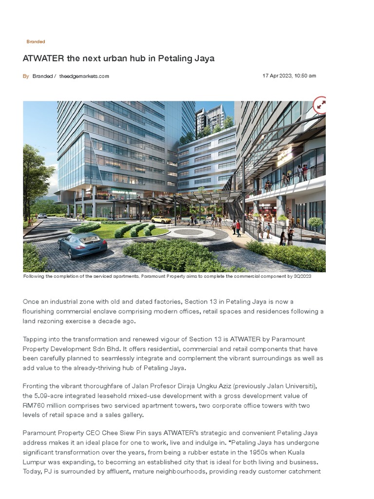 Atwater: Petaling Jaya's Urban Hub | PDF | Cost Of Living