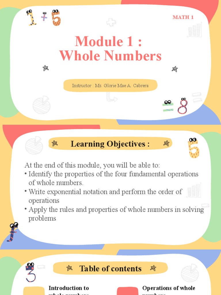 MATH LESSON 1-Whole Numbers and Operations | PDF | Division ...