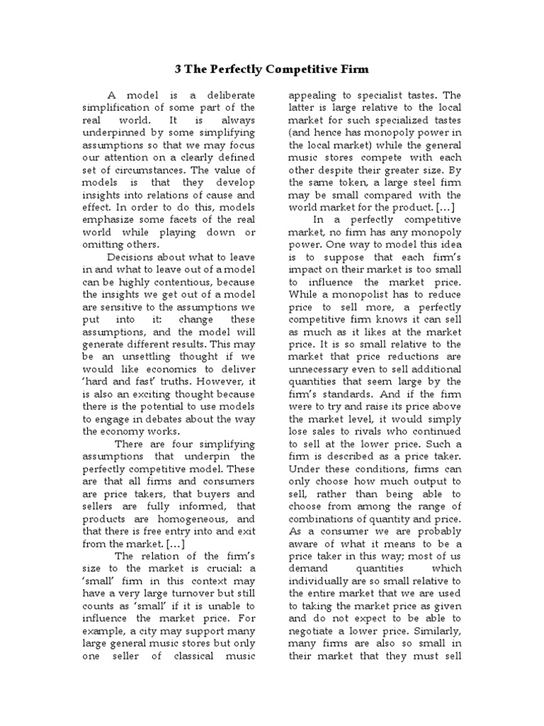 The Perfectly Competitive Firm | PDF | Market Power | Monopoly