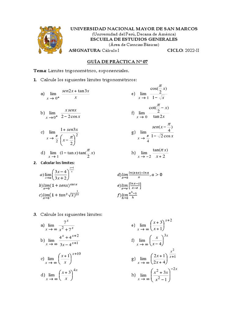 Guía de Práctica N°07 | PDF | Matemáticas