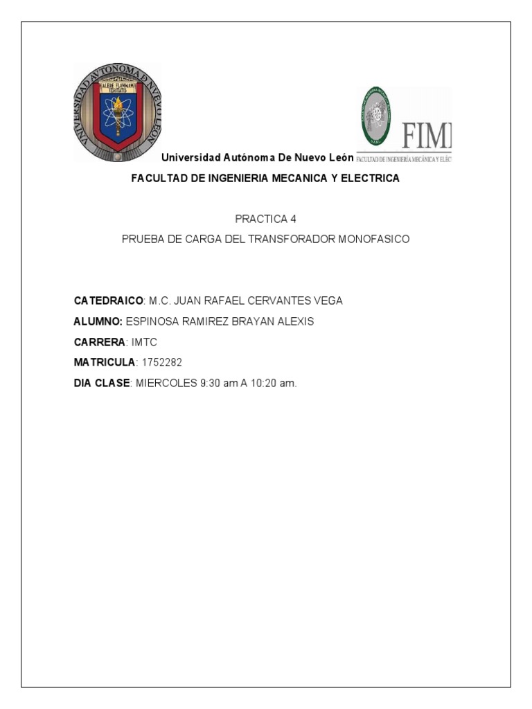 Practica 4 de Maquinas Electricas | PDF | Transformador | Inductor