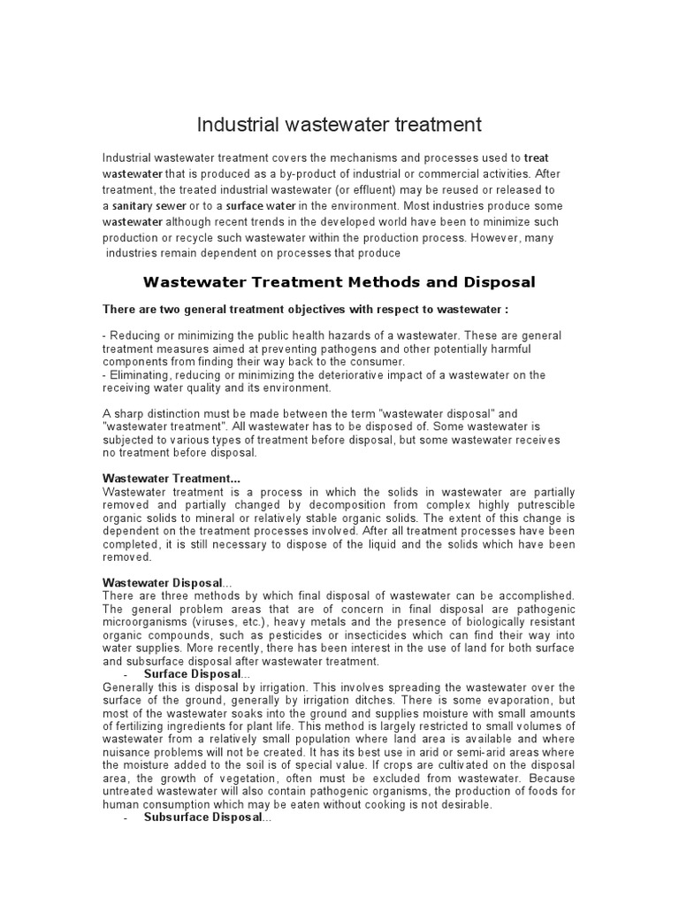 Industrial Wastewater Treatment Guide | PDF | Sewage Treatment | Water ...