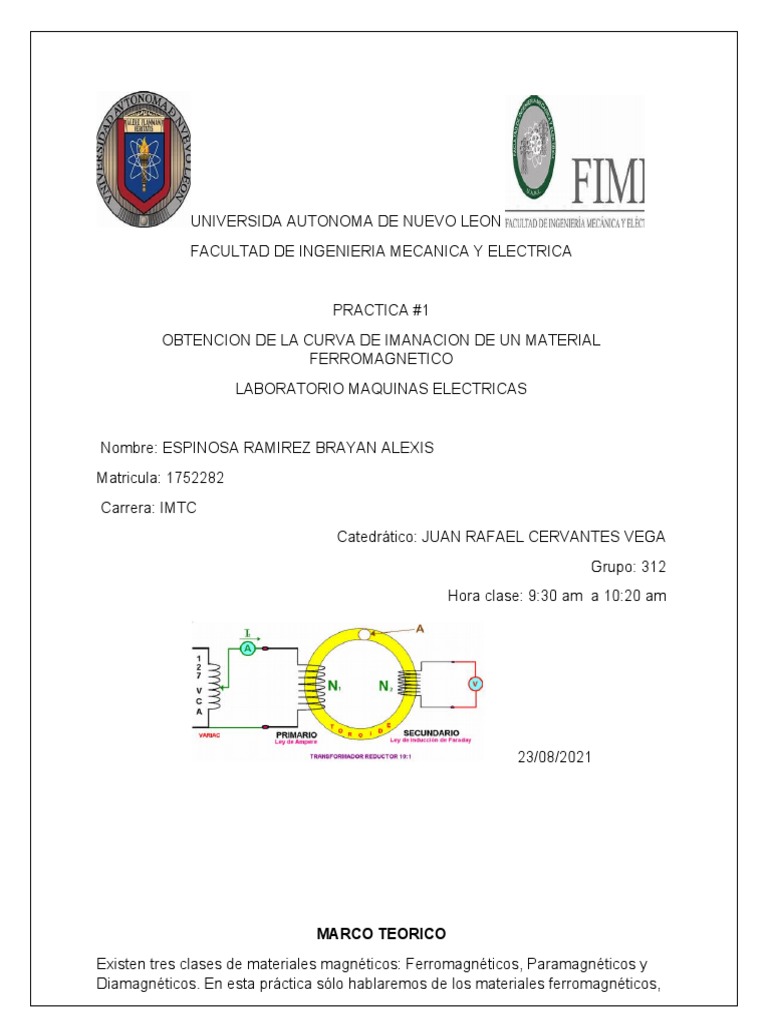 Practica De Lab De Electronica Pdf Transformador Inductor