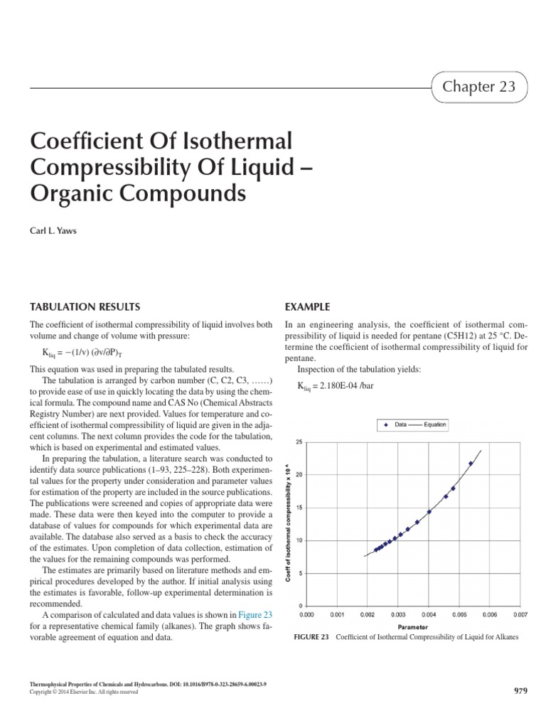 Coefficient of Isothermal Compressibility of Liquid - Organic Compounds ...