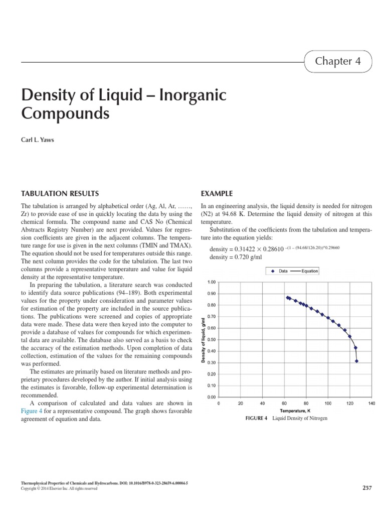 Density of Liquid - Inorganic Compounds | PDF | Molecules | Sets Of ...
