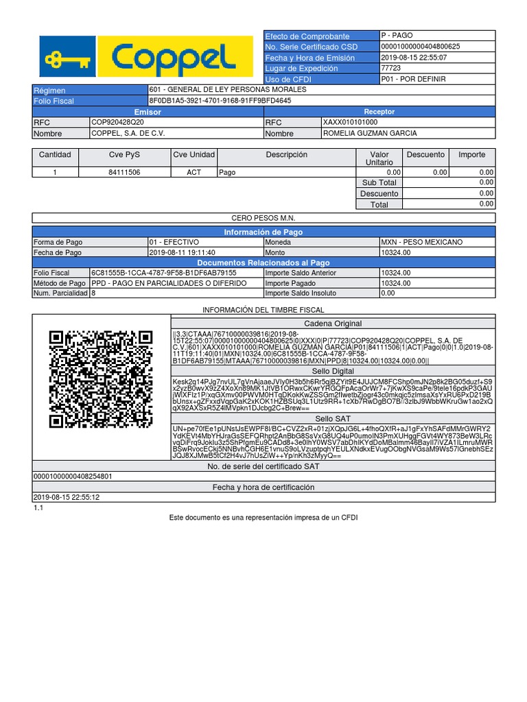 Factura Coppel | PDF | Pagos | Moneda