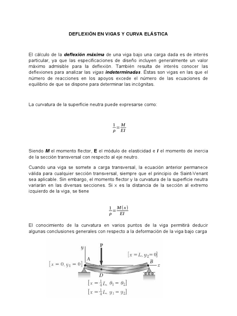 Deflexión en Vigas y Curva Elástica | PDF | Viga (Estructura) | Ecuaciones