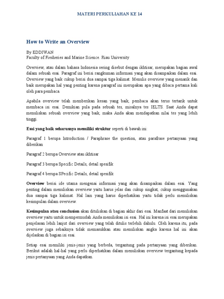 Panduan Menulis Ikhtisar Esai | PDF