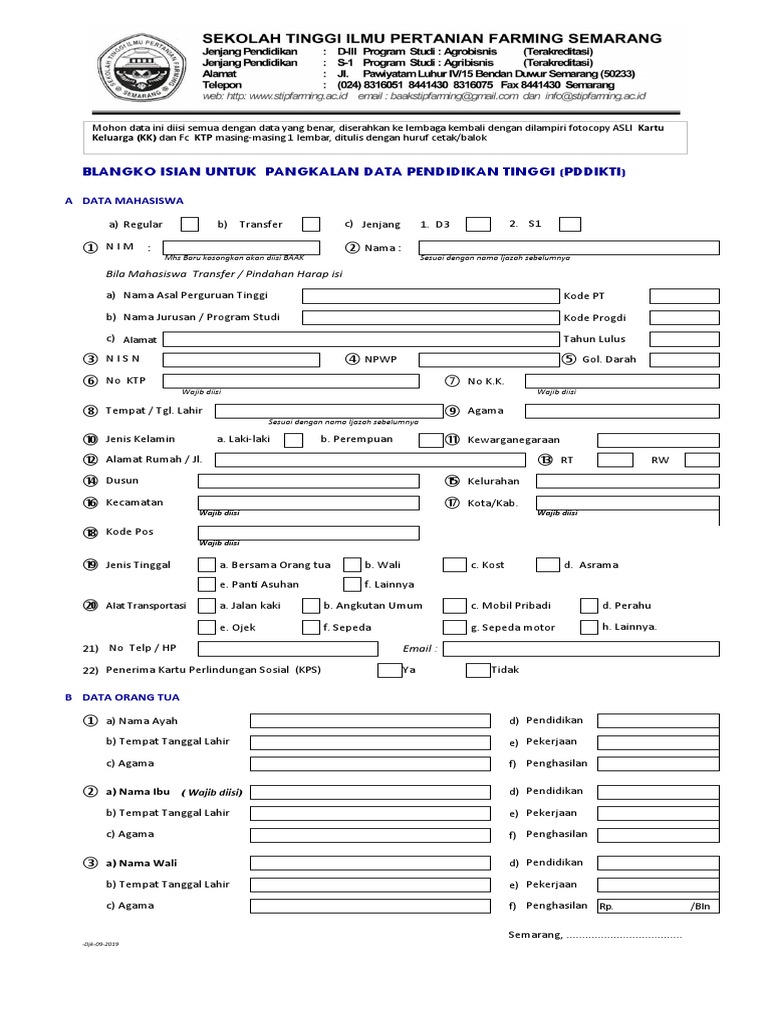 Blangko Pd-Dikti-2023-2024 | PDF