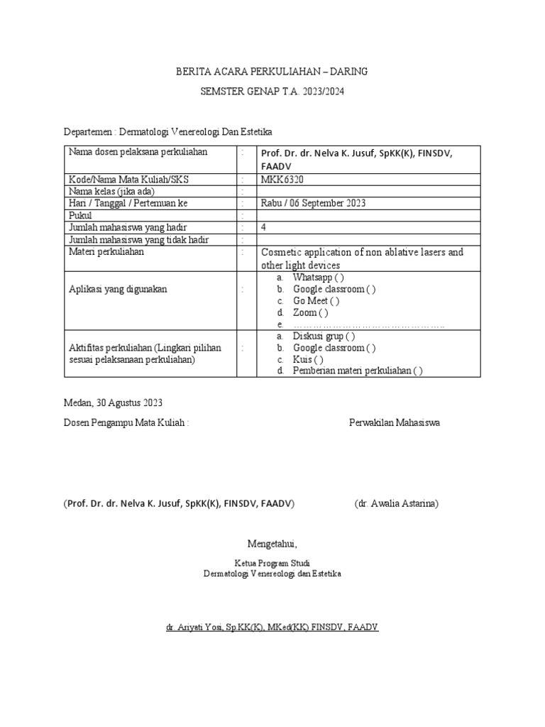 Berita Acara Perkuliahan Prof Nkj Asta Ke 2 Sem 3 Pdf