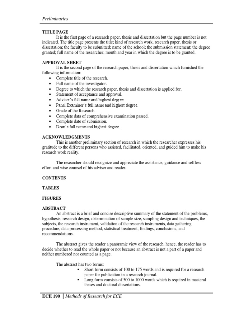 The Preliminaries of The Research Paper | PDF