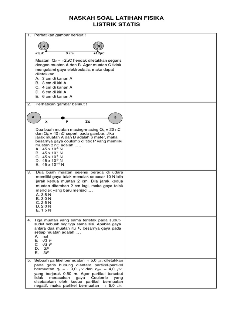 Soal Latihan Listrik Statis Kelas 12 | PDF
