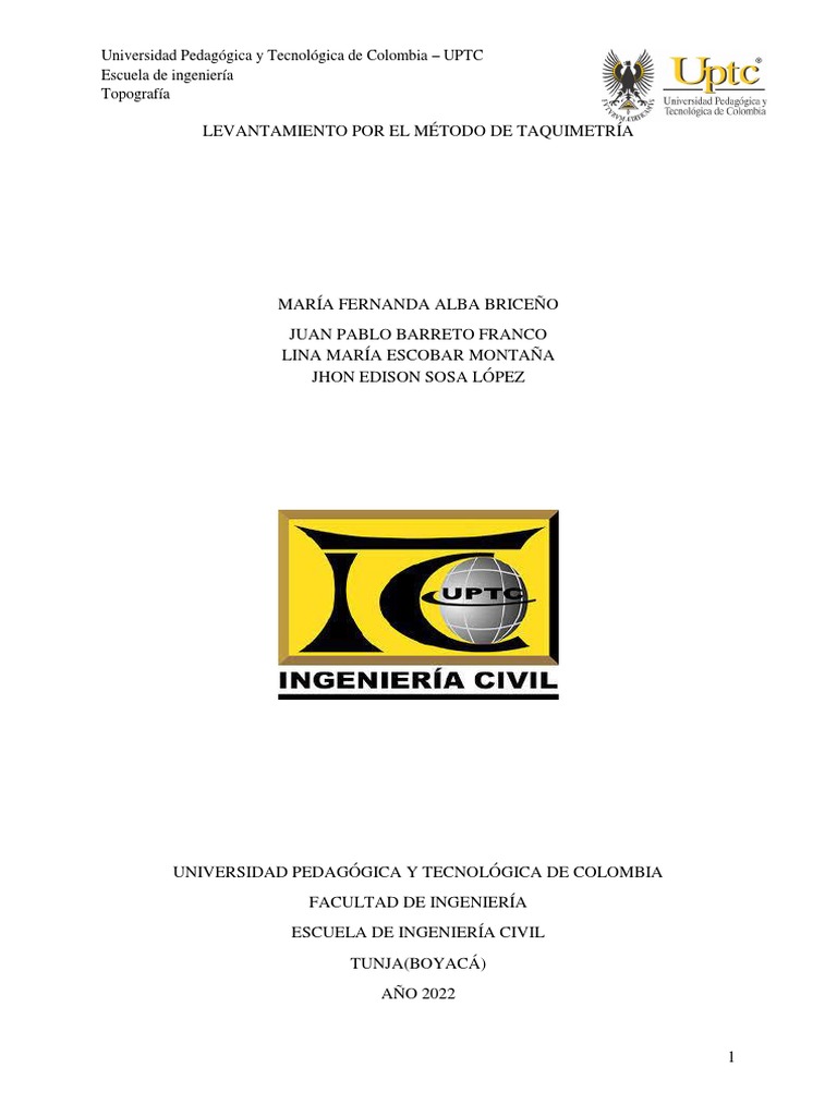 Informe de Taquimetría MC3 | PDF | Medición | Topografía