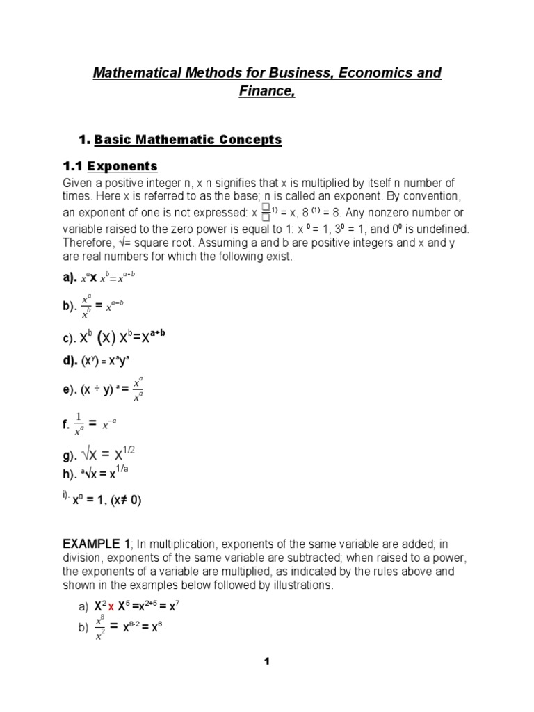 Mathematical Concepts for Business | PDF | Factorization | Slope