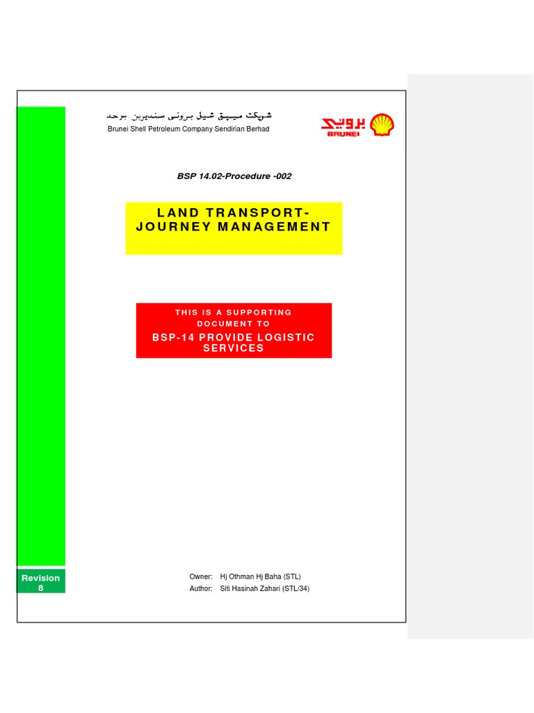 BSP-14.02-Procedure-002 - Land Transport - Journey Management - Rev 8.0 ...