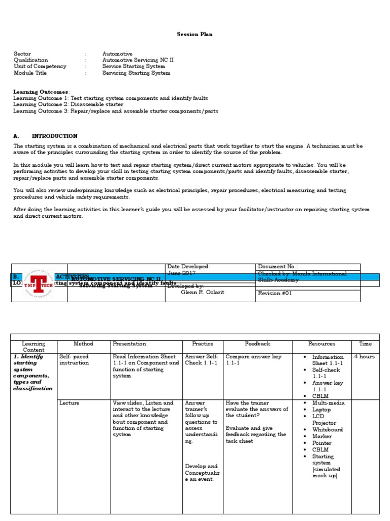 Session Plan | PDF | Learning | Behavior Modification