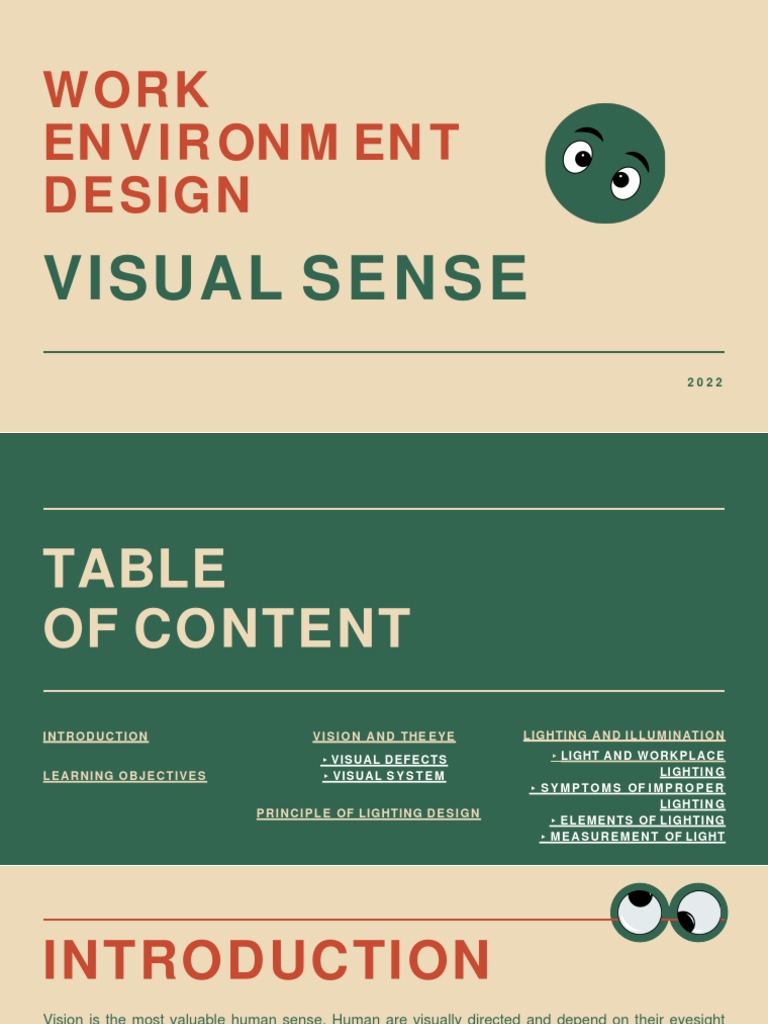 Module 2 Part 1 - Work Environment Design - Visual Sense | PDF ...