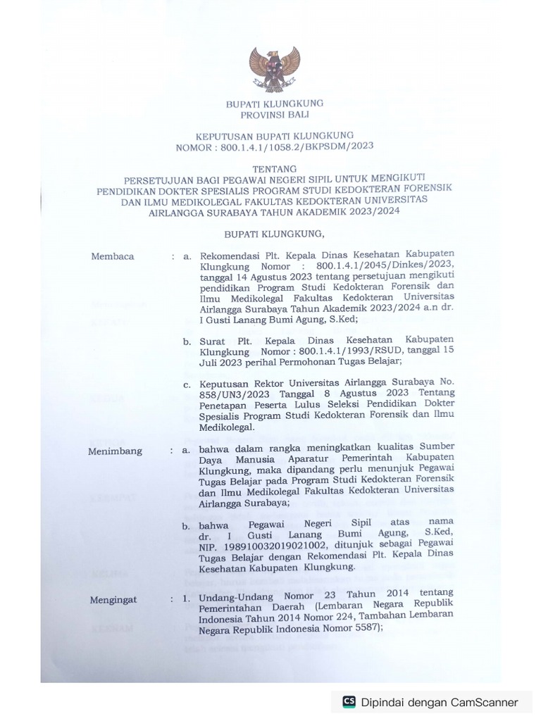 SK Tugas Belajar Pns | PDF