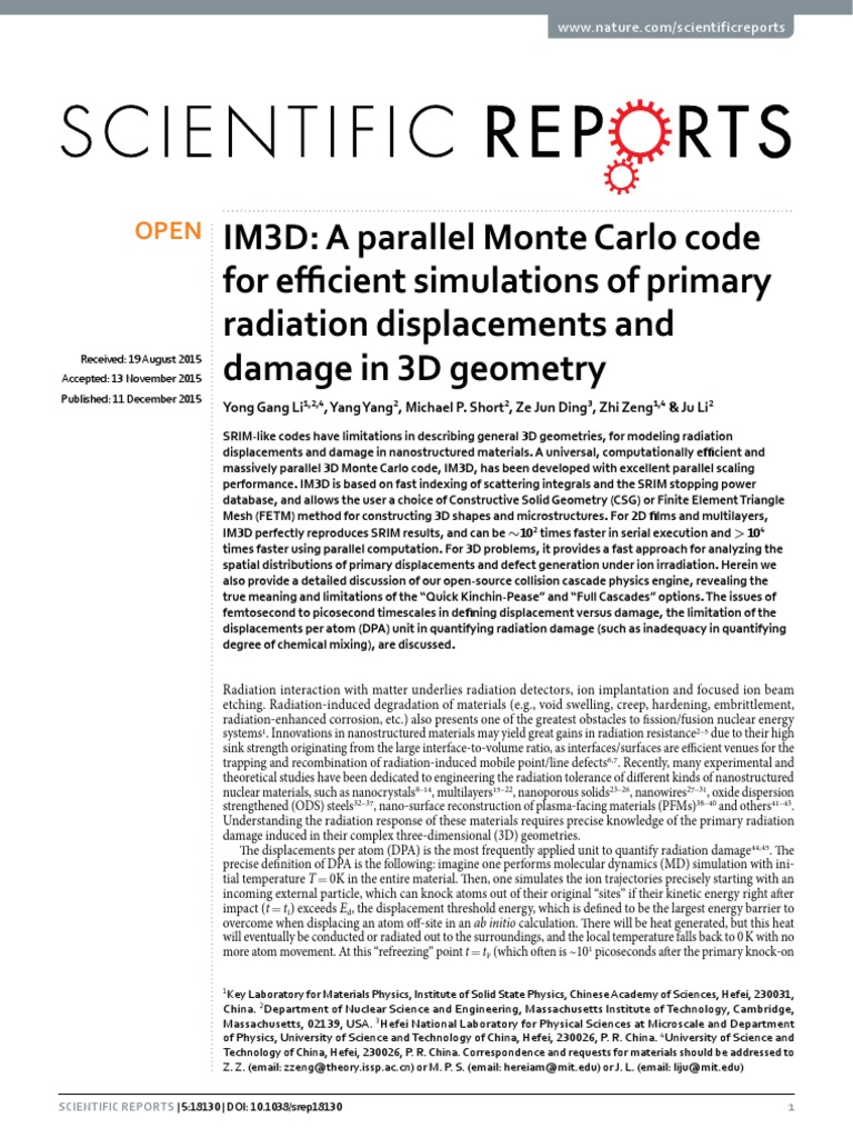 2015-IM3D - A Parallel Monte Carlo Code For Efficient Simulations of Primary Radiation ...