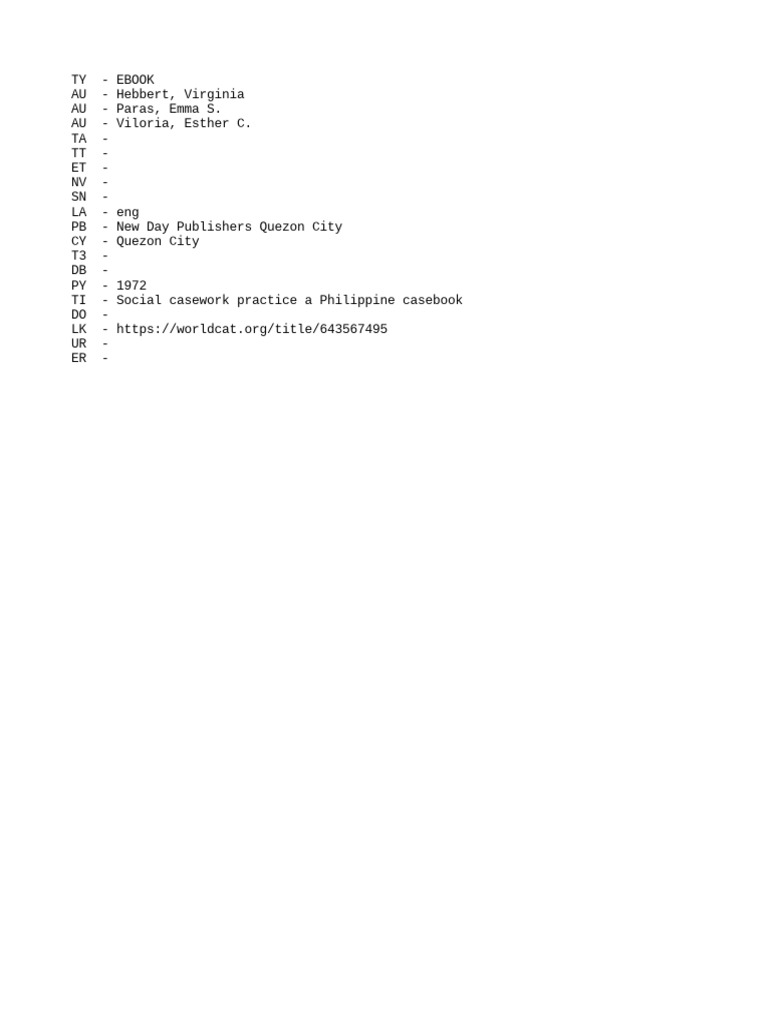 Social Casework Practice A Philippine Casebook - Ris | PDF