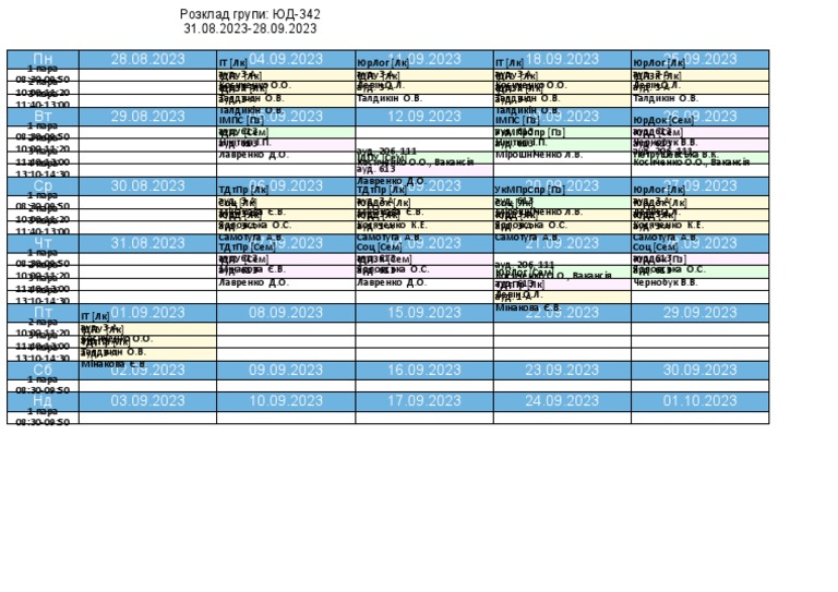 Group Time Table 7 | PDF