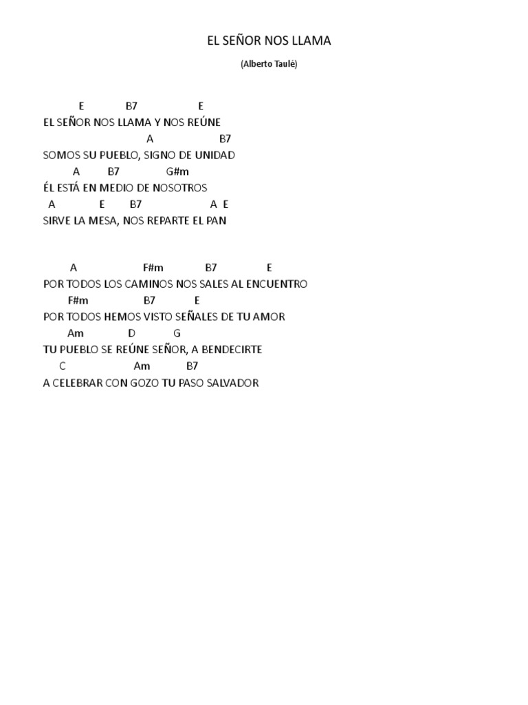 El Señor Nos Llama - Canto de Entrada | PDF