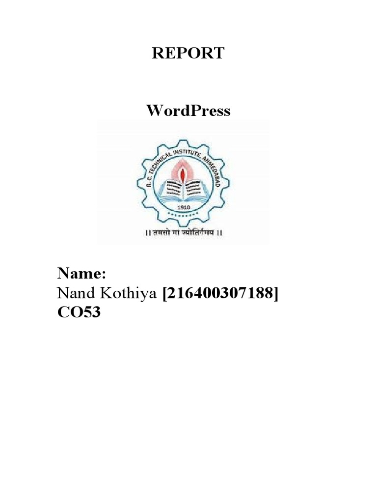 Wordpress Report | PDF | Word Press | Computing