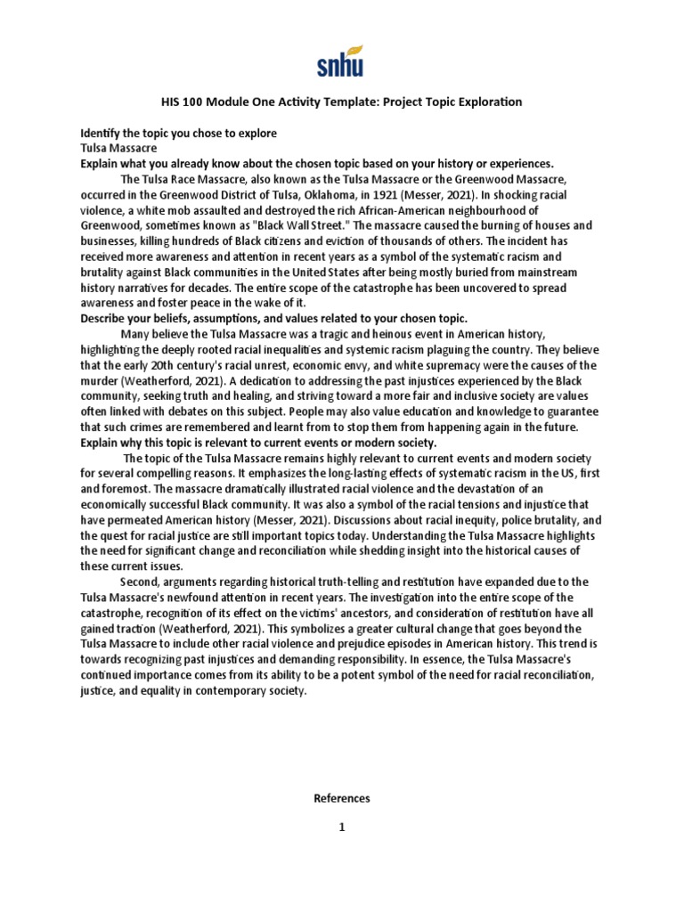 HIS 100 Module One Activity Template - Edited | Download Free PDF ...