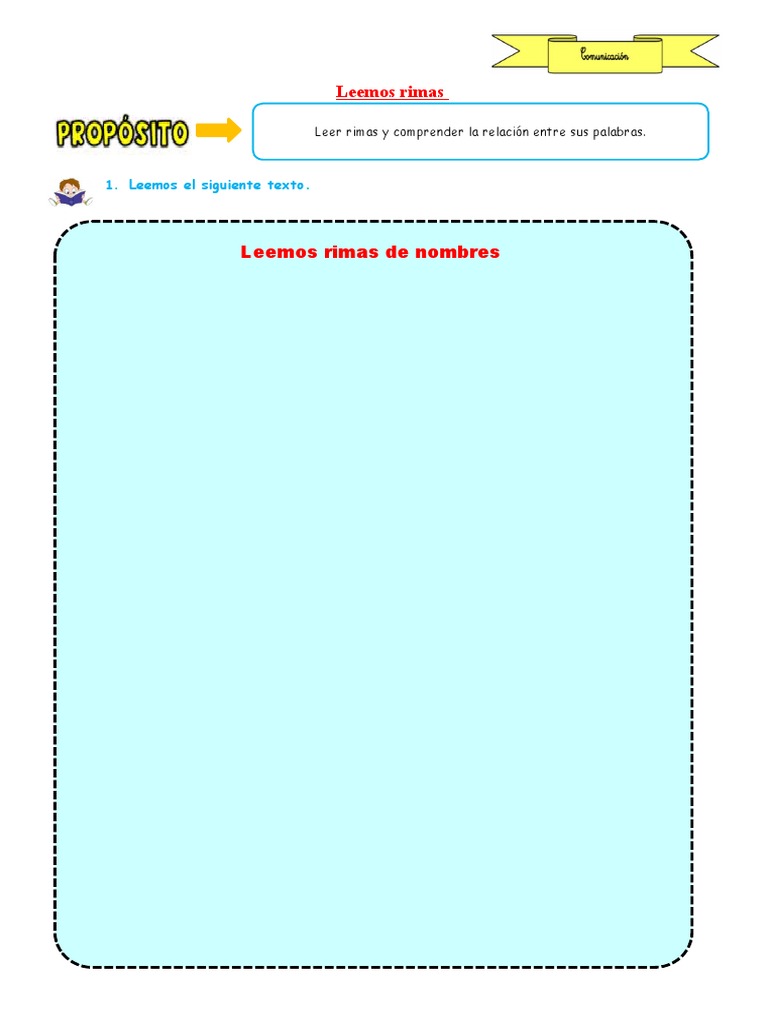E1 S3 Ficha D1 Com Leemos Rimas | PDF E1 S3 Ficha D1 Com Leemos Rimas | PDF