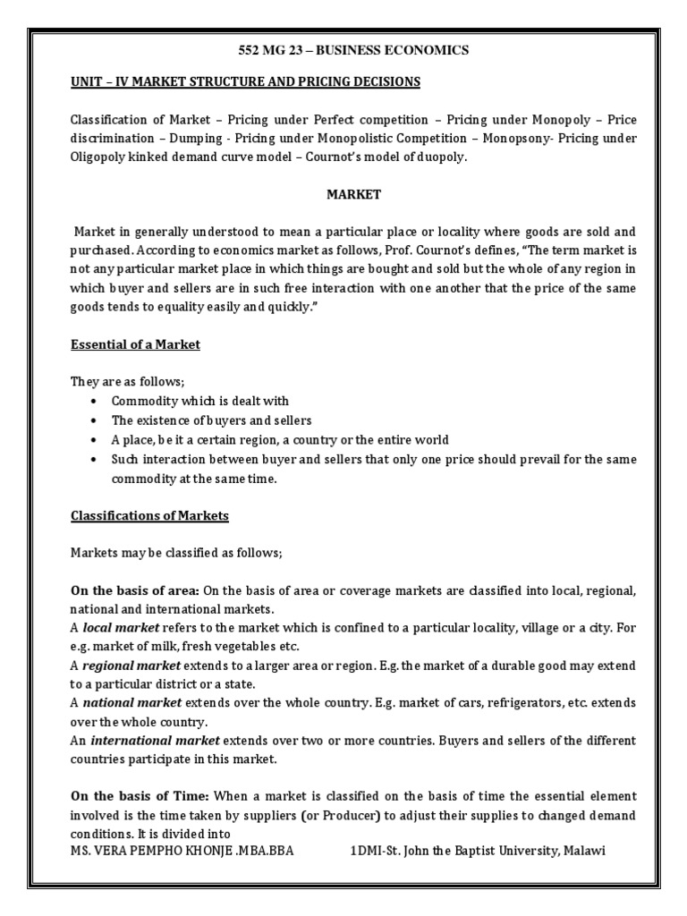 Business Economics Unit 4 | PDF | Monopoly | Profit (Economics)