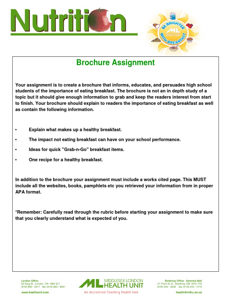 Breakfast Brochure Assignment Guide | PDF | Human Communication