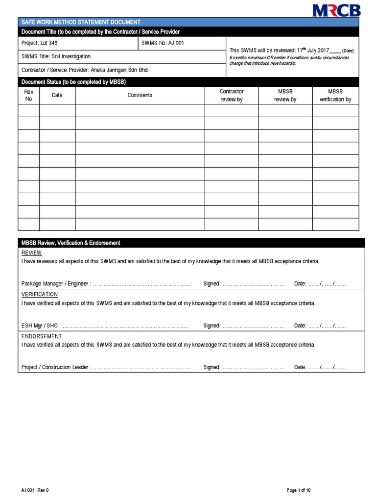 SWMS For SI - Rev 01 | PDF | Crane (Machine) | Risk