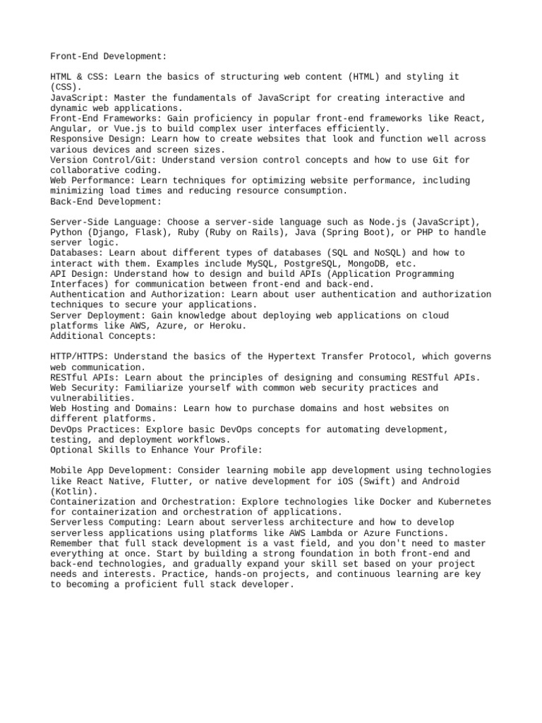 Full Stack Development | PDF | World Wide Web | Internet & Web