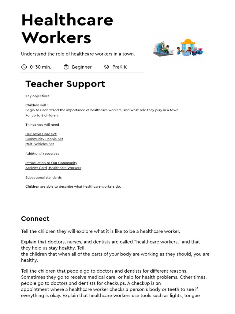 Healthcare Workers - My XL World Lesson Plan - LEGO® Education | PDF ...