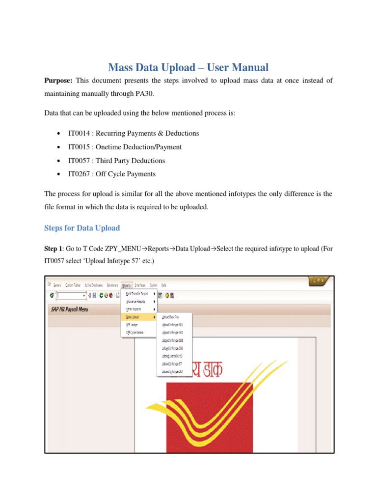 Payroll Mass Upload User Manual | PDF | Computer Data | Information ...